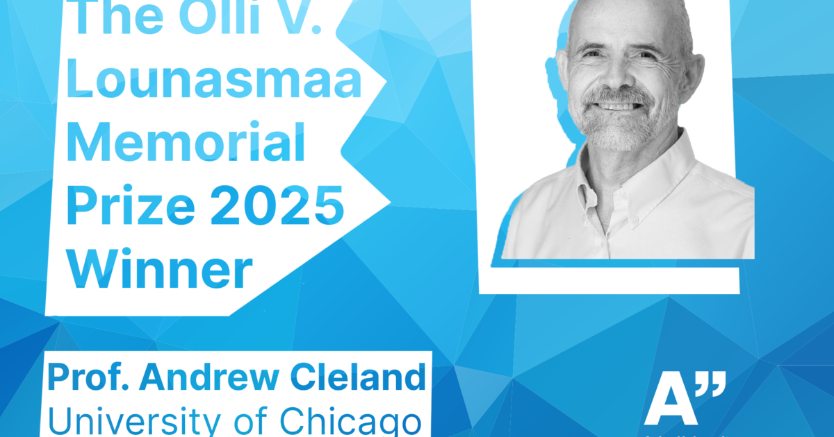 Olli V. Lounasmaa Memorial Prize awarded to Prof. Andrew Cleland ...
